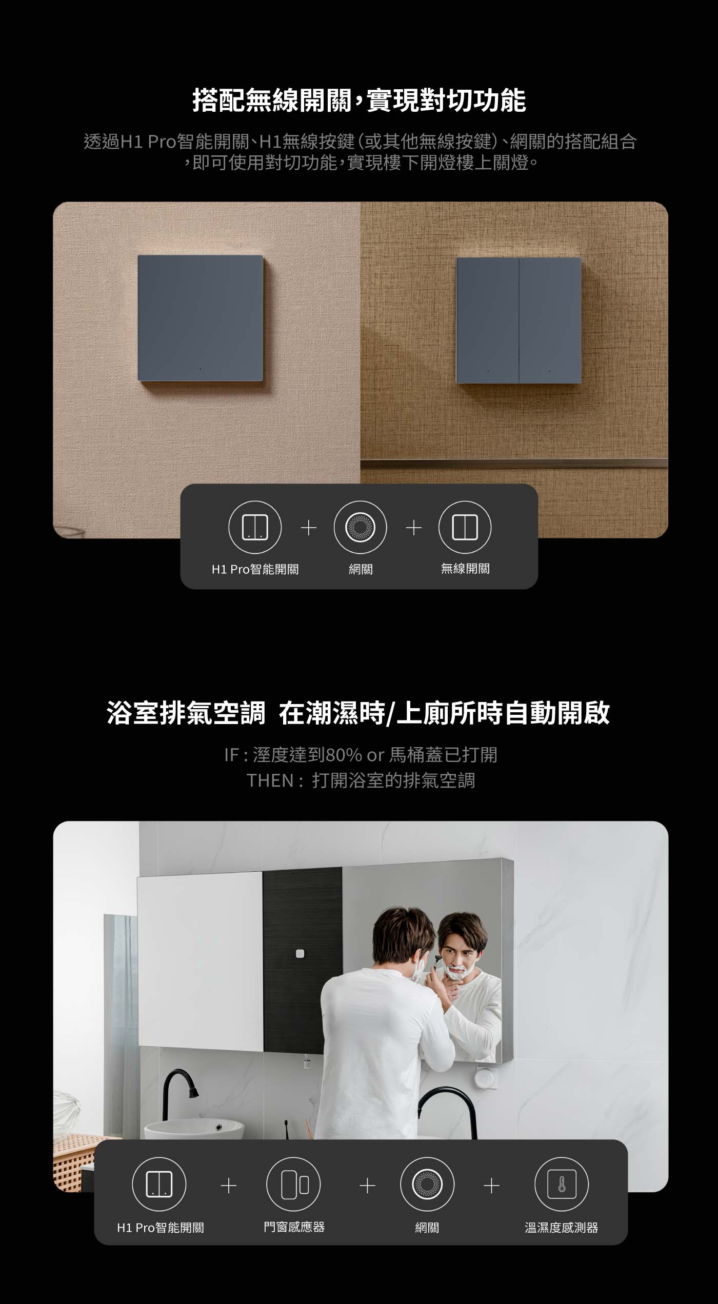 Aqara H1 Pro智能開關-零火版-星夜灰-雙鍵